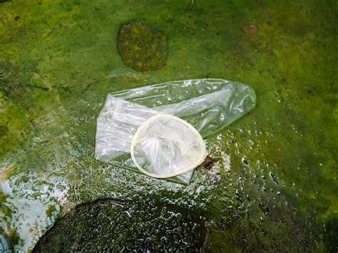 Premium Photo Used Condoms On Mossy Dump Floor Image Concept About