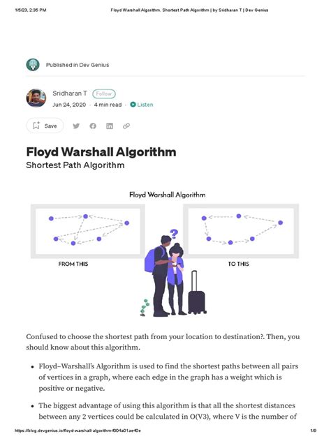 floyd warshall algorithm shortest path algorithm by sridharan t dev genius pdf