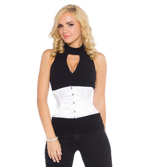 Bella White Satin Underbust Steel Boned Corset Glamorous Corset