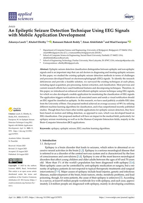 pdf an epileptic seizure detection technique using eeg signals with mobile application development