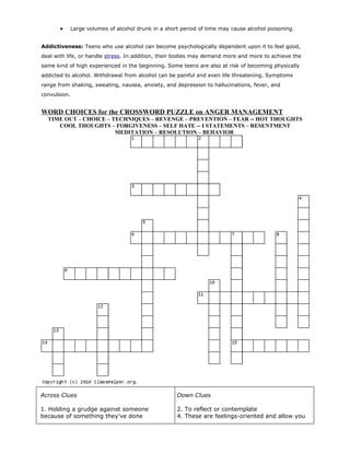 Healthy Crossword Puzzles Pdf Worksheets Library