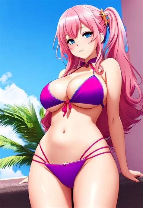 Anime Waifu Age Womans In A Color Bikini Clea Openart