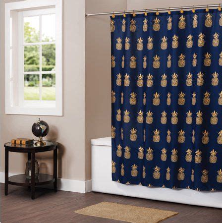SKL Home Gilded Pineapple Fabric Shower Curtain Blue 72 X 72