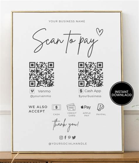 Design Qr Code Sign Template Scan To Pay Template Scan For Social
