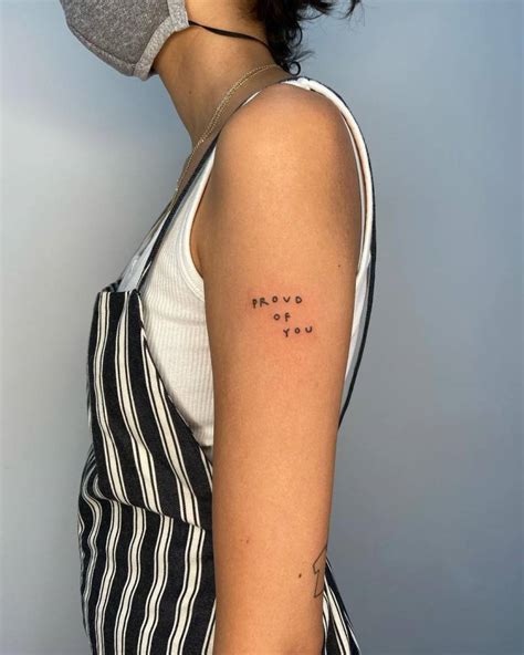 Handpoked Lettering Tattoo Proud Of You