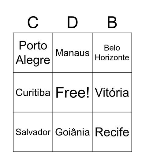 Capitais Brasileiras Bingo Card