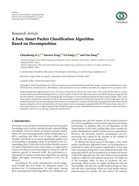 pdf a fast smart packet classification algorithm based on decomposition