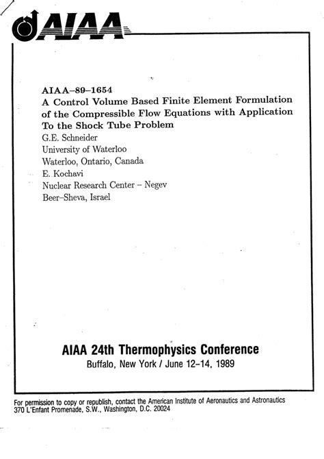 pdf a control volume based finite element formulation of the compressible flow equations with