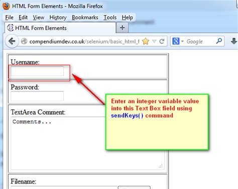 selenium by arun 426 entering an integer variables value into a text box field using sendkeys