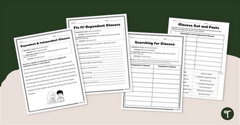 Independent And Dependent Clauses Worksheet Pack Teach Starter