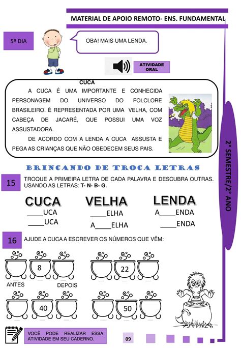 2º ano Atividades de língua portuguesa material de apoio remoto