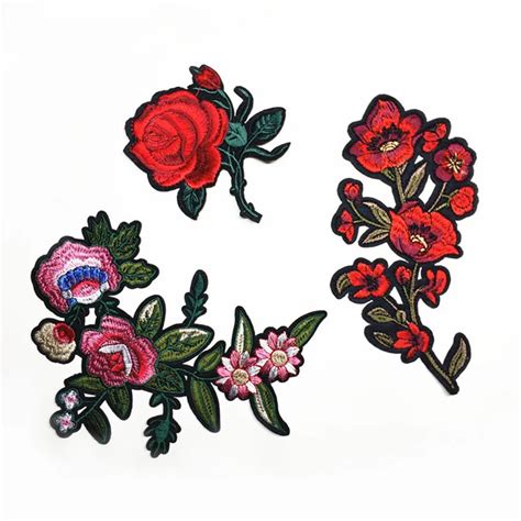 Flowers Embroidery Rose Patches For Clothing Flowder Sticker For