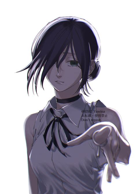 Safebooru 0702 Yuwina 1girl Bare Shoulders Black Choker Black Hair Chainsaw Man Choker