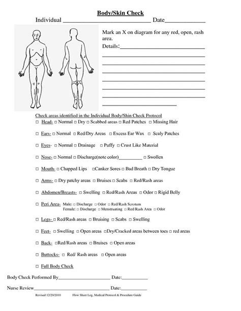 Body Check Sheet Skin Assessment Massage Intake Forms Massage