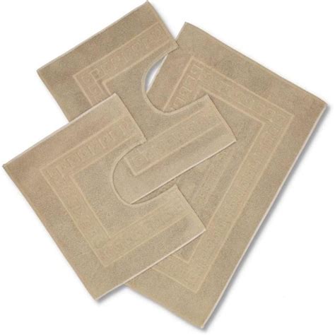 Tapis Éponge De Bain Torino Set 3 Tapis Absorbant En Coton Beige