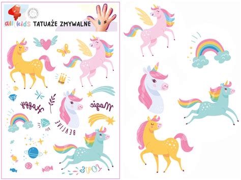 Tatuaże Zmywalne Dla Dzieci Jednorożce 15x10cm Inna marka Sklep