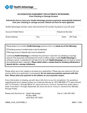 Fillable Online Authorization Agreement For Automatic Withdrawal From