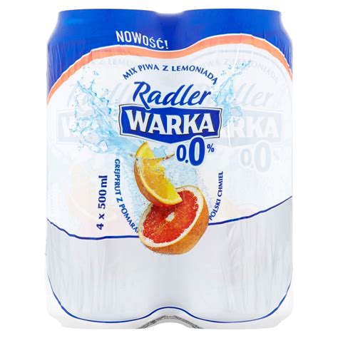 Warka Radler Piwo bezalkoholowe z lemoniadą o smaku grejpfruta i