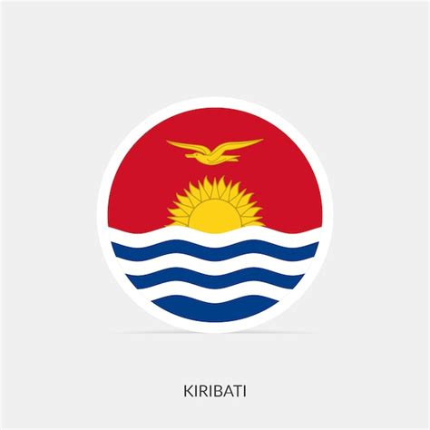 Icono De Bandera Redonda De Kiribati Con Sombra Vector Premium