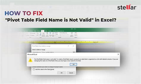 How To Fix Pivot Table Field Name Is Not Valid Error In Excel
