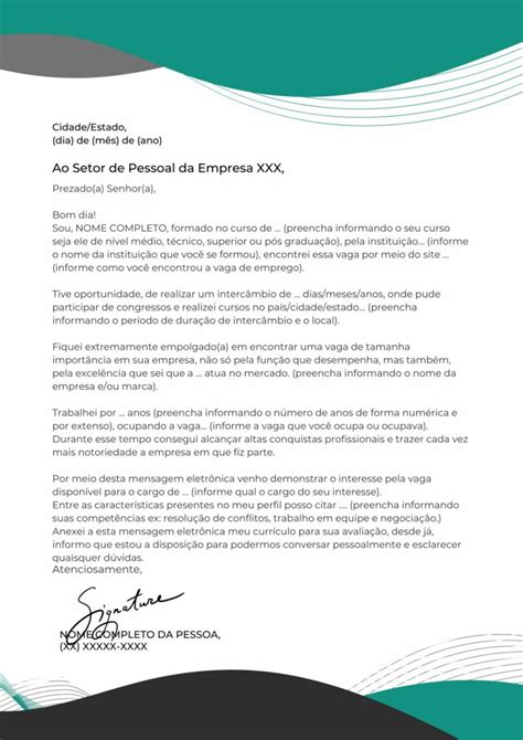 Exemplo de carta de apresentação do empregado de mesa