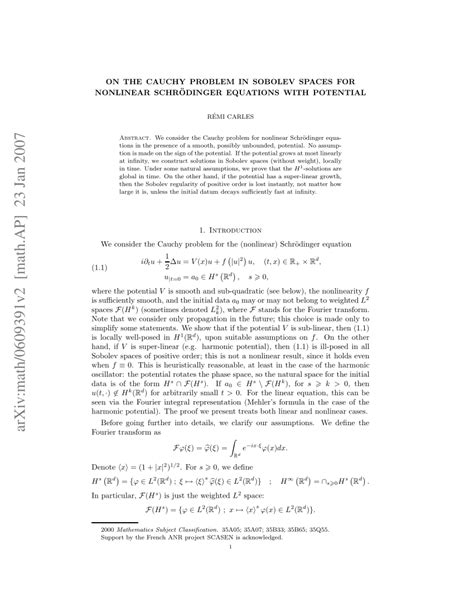 pdf on the cauchy problem in sobolev spaces for nonlinear schrodinger equations with potential