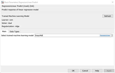 Predict Responses Using Regressionlinear Predict Block