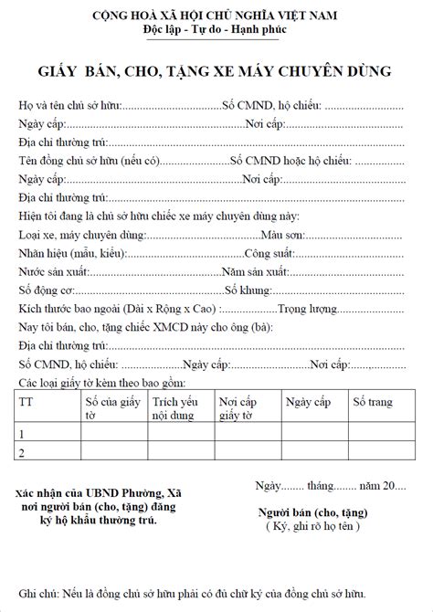 Mẫu Giấy Bán Cho Tặng Xe Máy Hướng Dẫn Và Quy Định Trung Tâm Đào Tạo