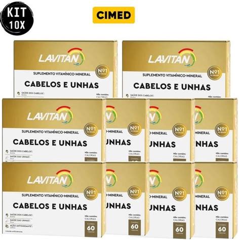 Kit 10x Lavitan Cabelos e Unhas Suplemento Vitamínico Mais Hair 60