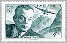 Phil Ouest Timbre de 2021 Timbre à 4 bleu vert Antoine de Saint