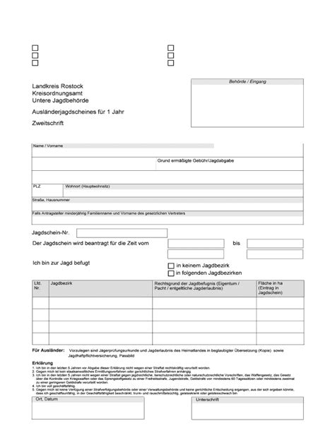 Ausfüllbar Online landkreis rostock Antrag auf Erteilung eines