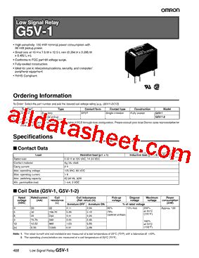 G5V 1 2 Datasheet PDF Omron Electronics LLC