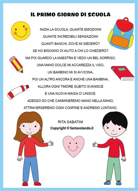 Accoglienza Il Primo Giorno Di Scuola Poesia Artofit