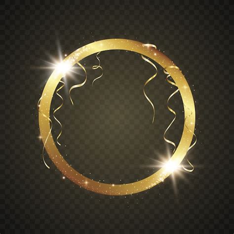 Premium Vector Round Golden Shiny Frame With Light Bursts