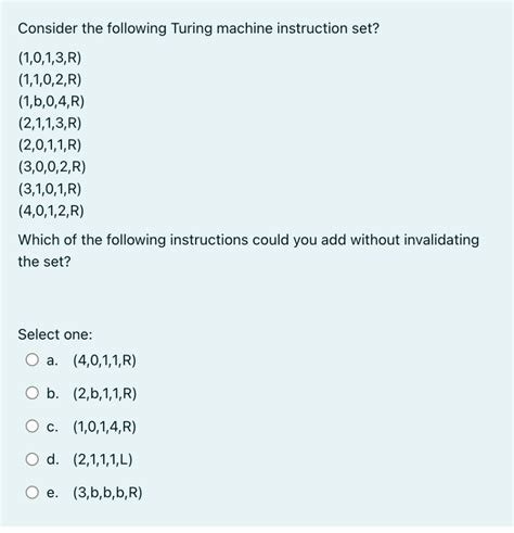 solved consider the following turing machine instruction