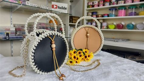BOLSA DE PÉROLAS REDONDA BASE Beads bag CiceroAlencar Canvas