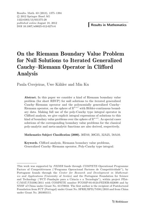 pdf on the riemann boundary value problem for null solutions to iterated generalized cauchy
