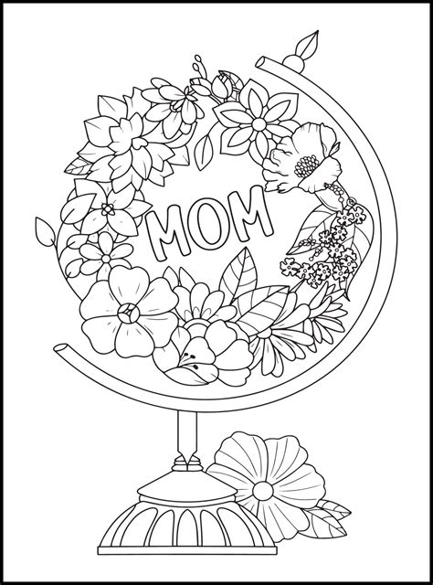 Mothers Day Adult Coloring Pages Vector Art At Vecteezy