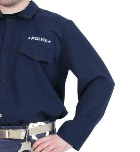 Polizei Hemd L XXL Polizeihemd Polizist Kostüm blau Fasching Karneval