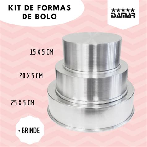 Kit Formas Redonda Bolo 5 Cm 3 Peças 15 20 E 25 Cm no Shoptime