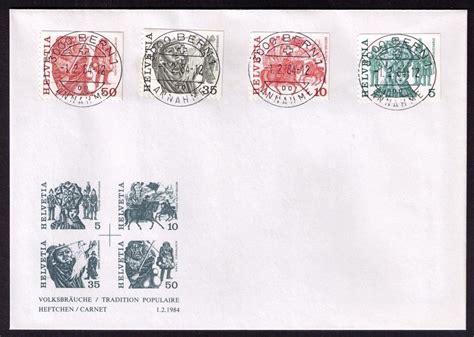1984 Markenheft VOLKSBRÄUCHE FDC 1 2 84 VOLLSTEMPEL Bern 1 Kaufen