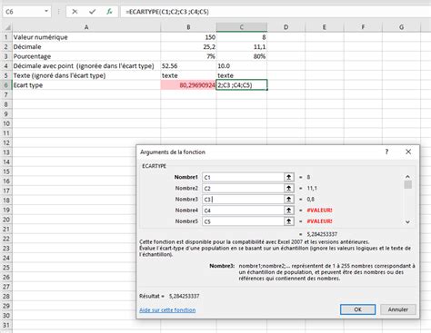 Comment calculer un écart type sur Excel exemple
