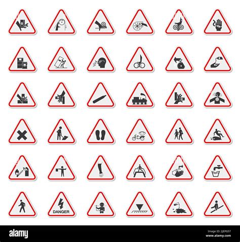 Warning Hazard Symbols Labels Sign Isolate On White Background Vector
