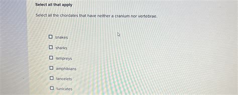 Solved Select All That Apply Select All The Chordates Tha