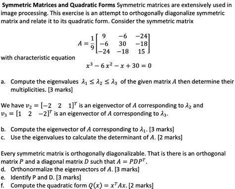 solved symmetric matrices and quadratic forms symmetric