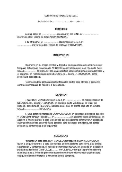 Contrato de traspaso de negocio qué es y cómo redactarlo