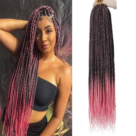 Unionbeauty 8 Packs 24 Inch Box Braids Crochet Hair Pre Looped Goddess