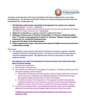 Fillable Online Indy Wrecking Exam Information City Of Indianapolis