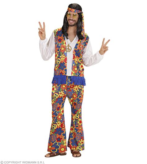 Hippy Kostüm für Männer 70er Jahre Flower power 70ties Scherzwelt