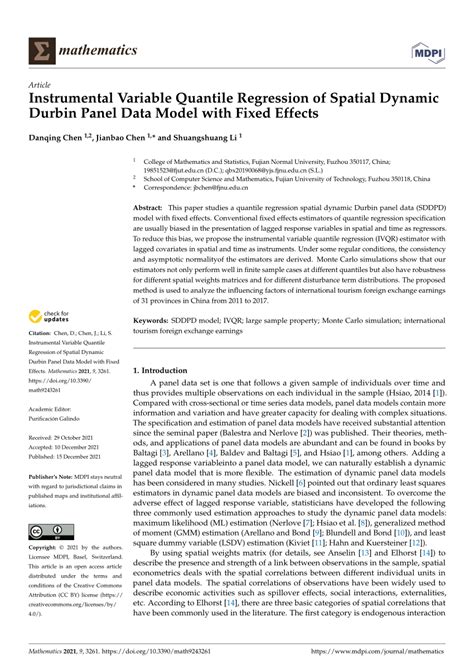 pdf instrumental variable quantile regression of spatial dynamic durbin panel data model with
